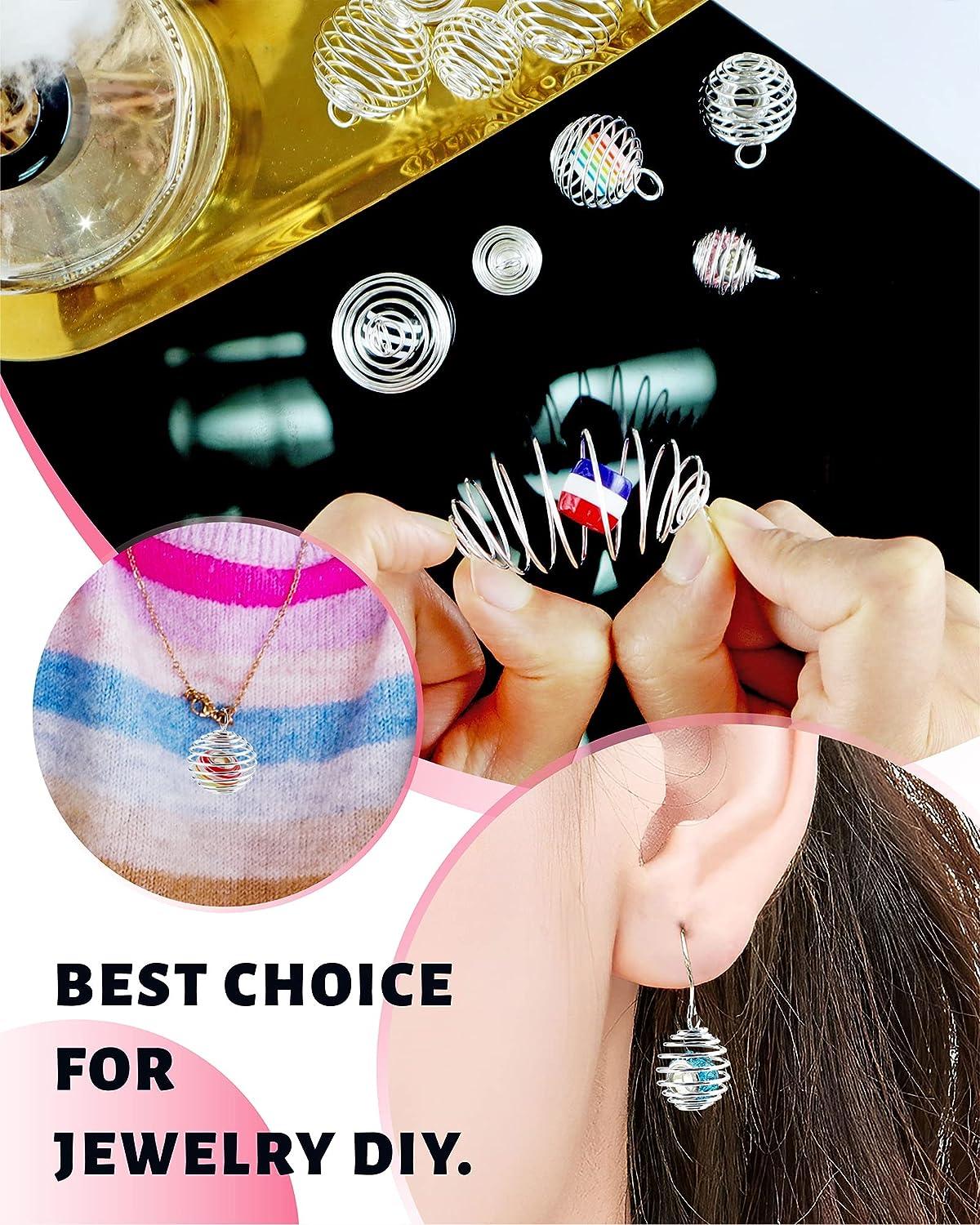 JIALEEY Spiral Bead Cages Pendants - 30 PCs Silver Plated Stone Holder ...