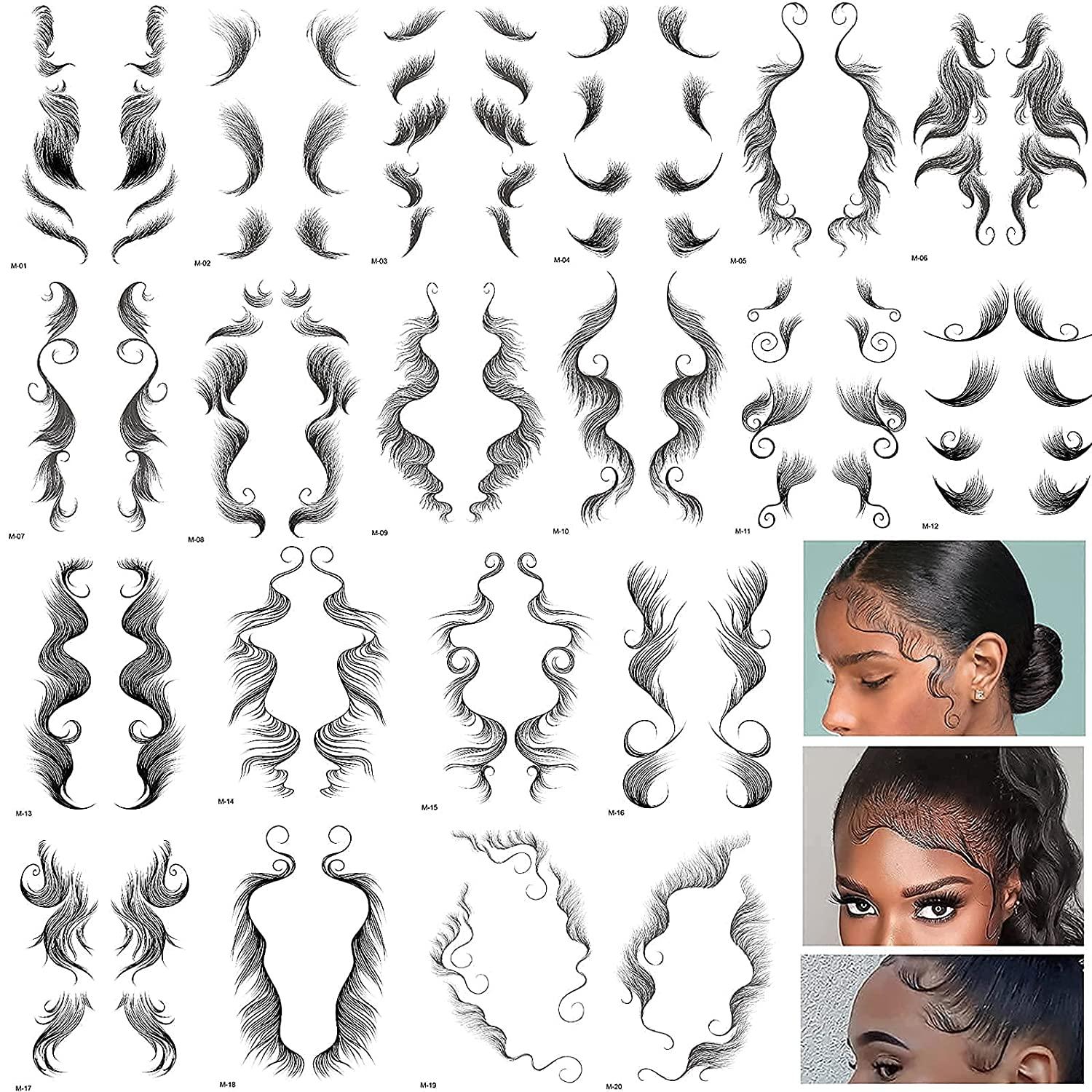 20 Sheets Baby Hair Tattoo Stickers - Waterproof & Lasting Hairline ...
