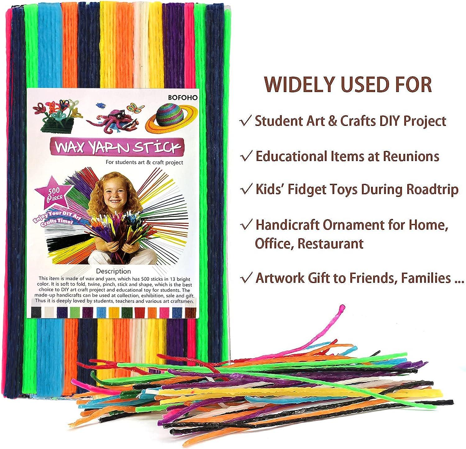 Bofoho 500pc Bendable Wax Yarn Sticks: Non-Toxic Craft Material ...