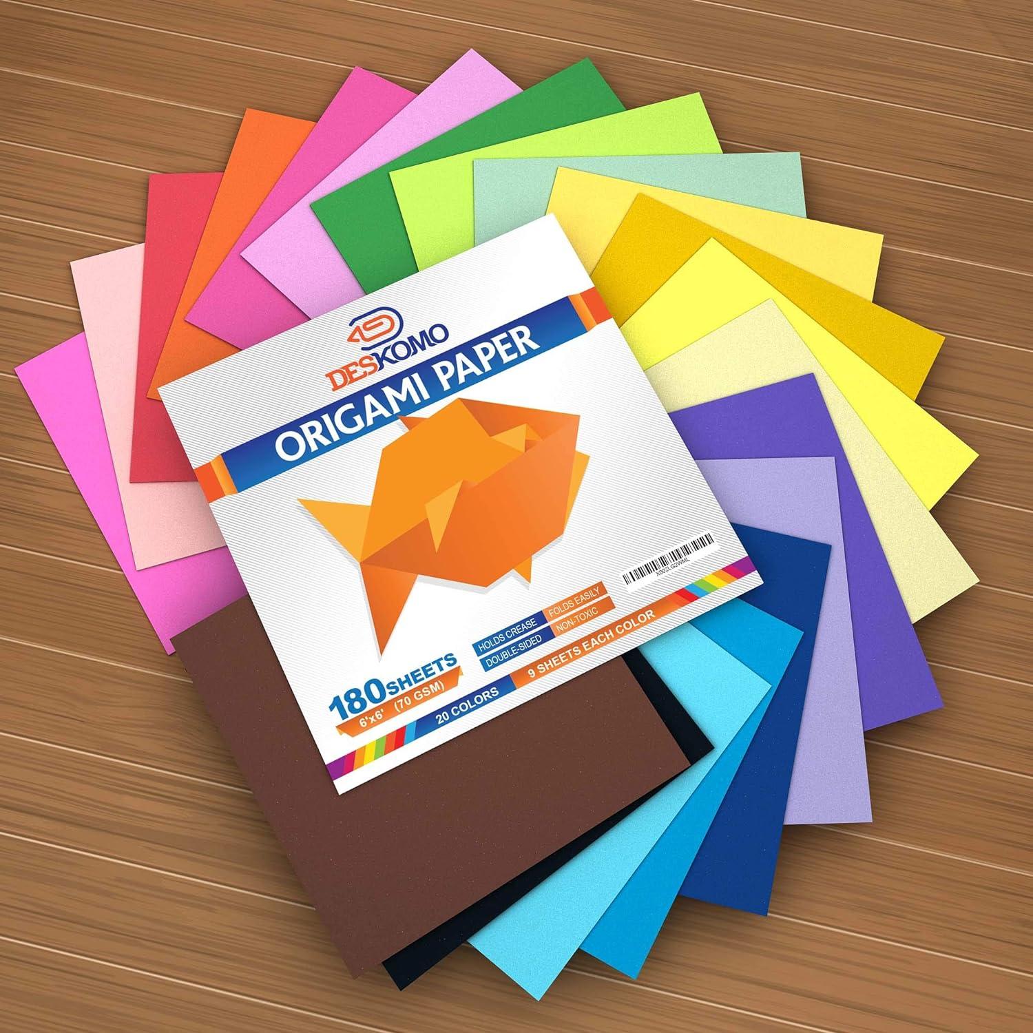 Deskomo Origami Paper for Kids - Double Sided - 180 Sheets - 20 Vibrant ...