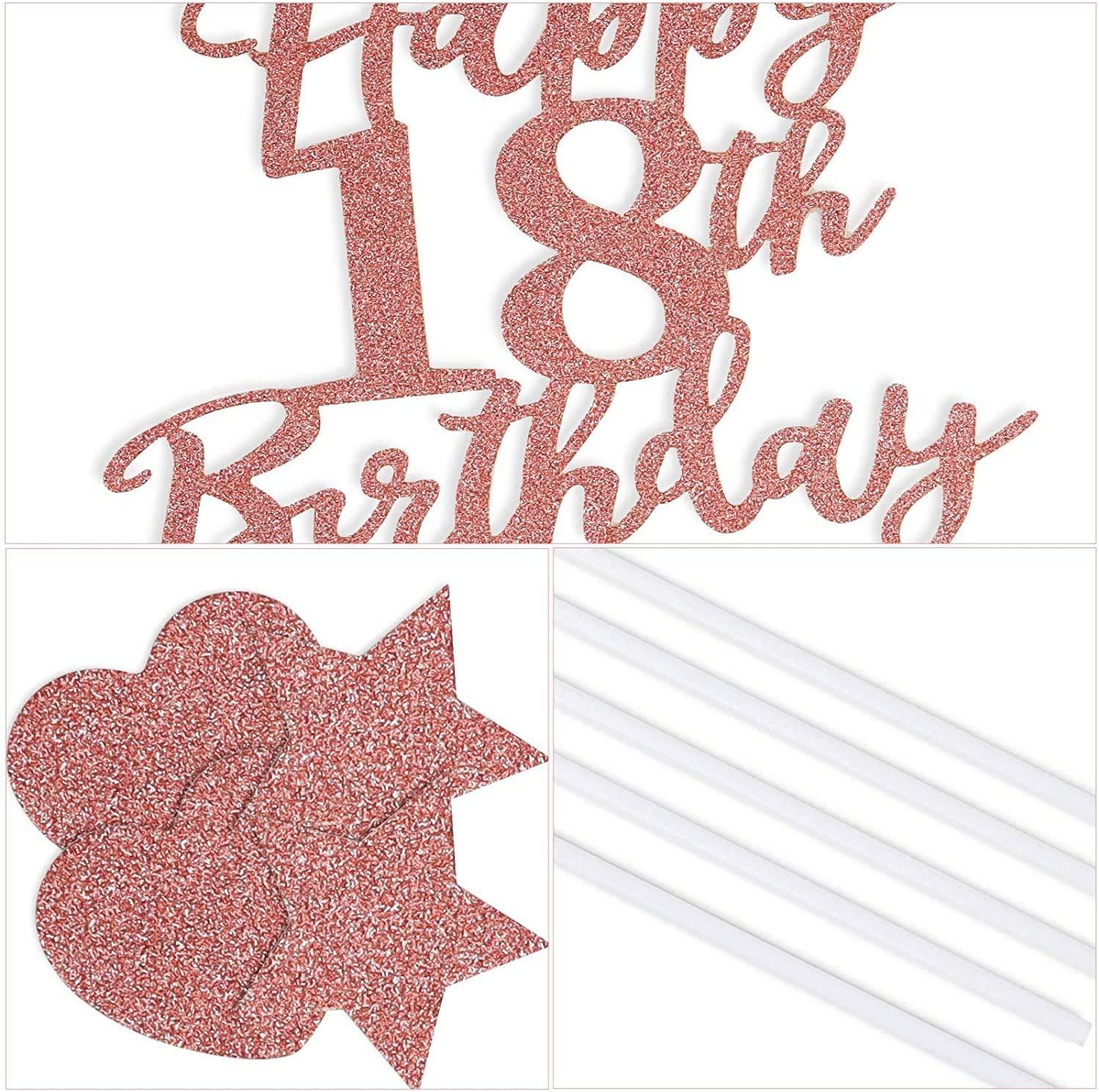 Larchio 18th Birthday Cake Topper Rose Gold Happy 18th Birthday Cake ...