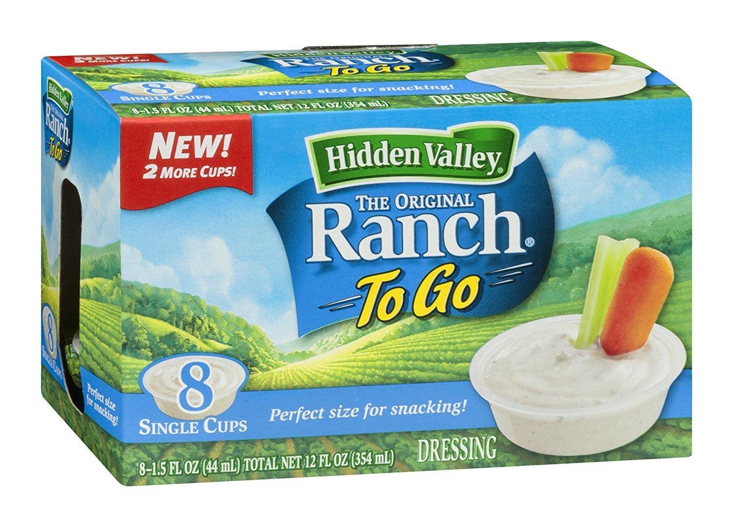 Hidden Valley Ranch To Go Single Cups 12 OZ (Pack of 6) - Convenient ...