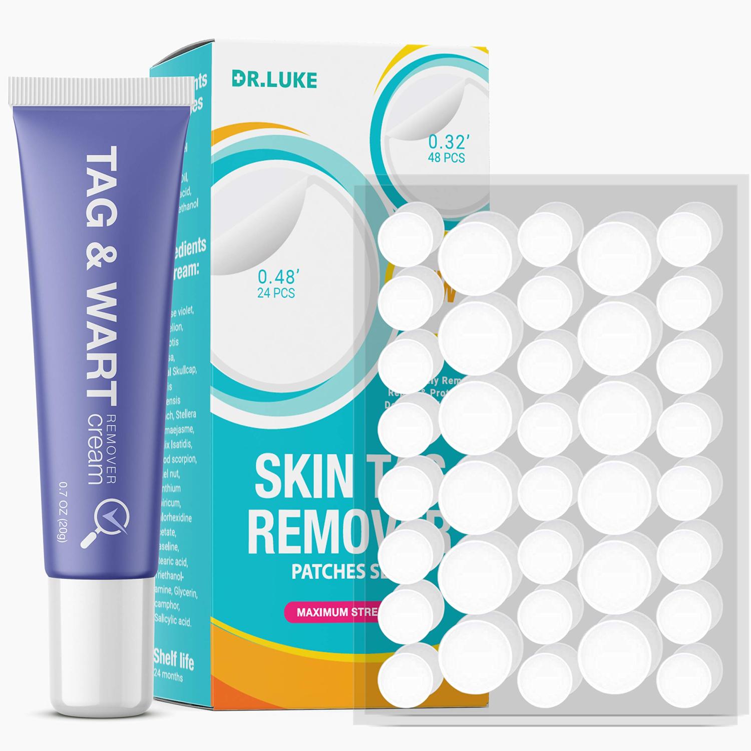 Skin Tag Remover Patches Set (72 PC) & Cream | Natural Ingredients for ...