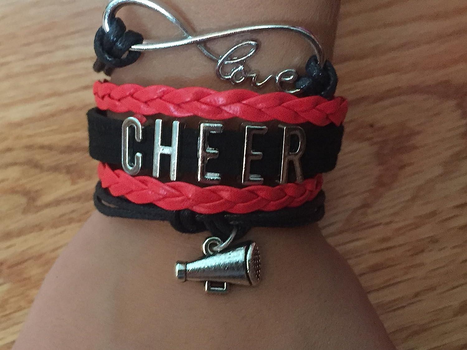 Infinity Love Cheer Charm Bracelet | Adjustable Cheerleading Jewelry in ...