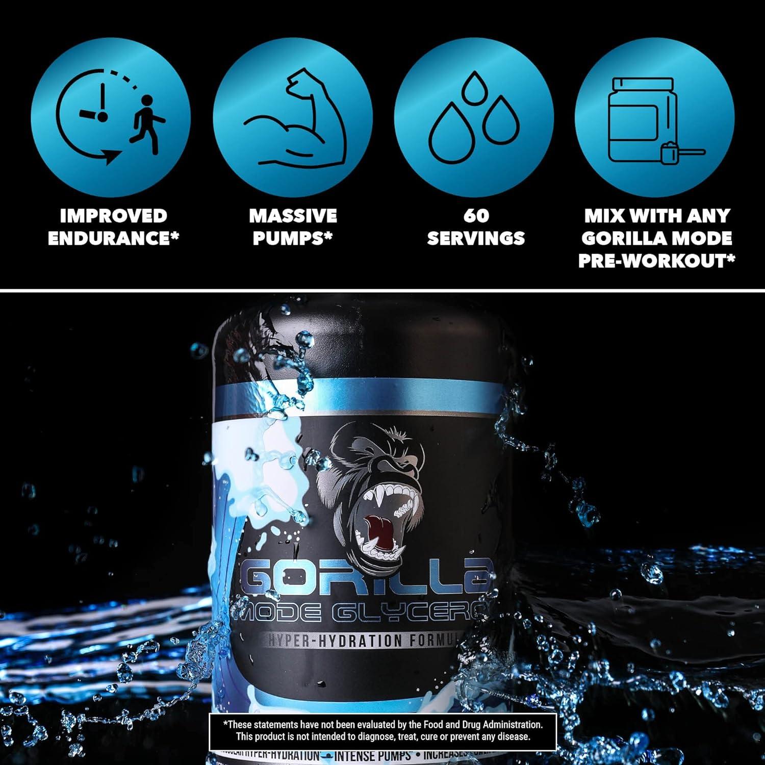 Gorilla Mode Liquid Glycerol Pre Workout - Intense Pump Formula 33 FL ...