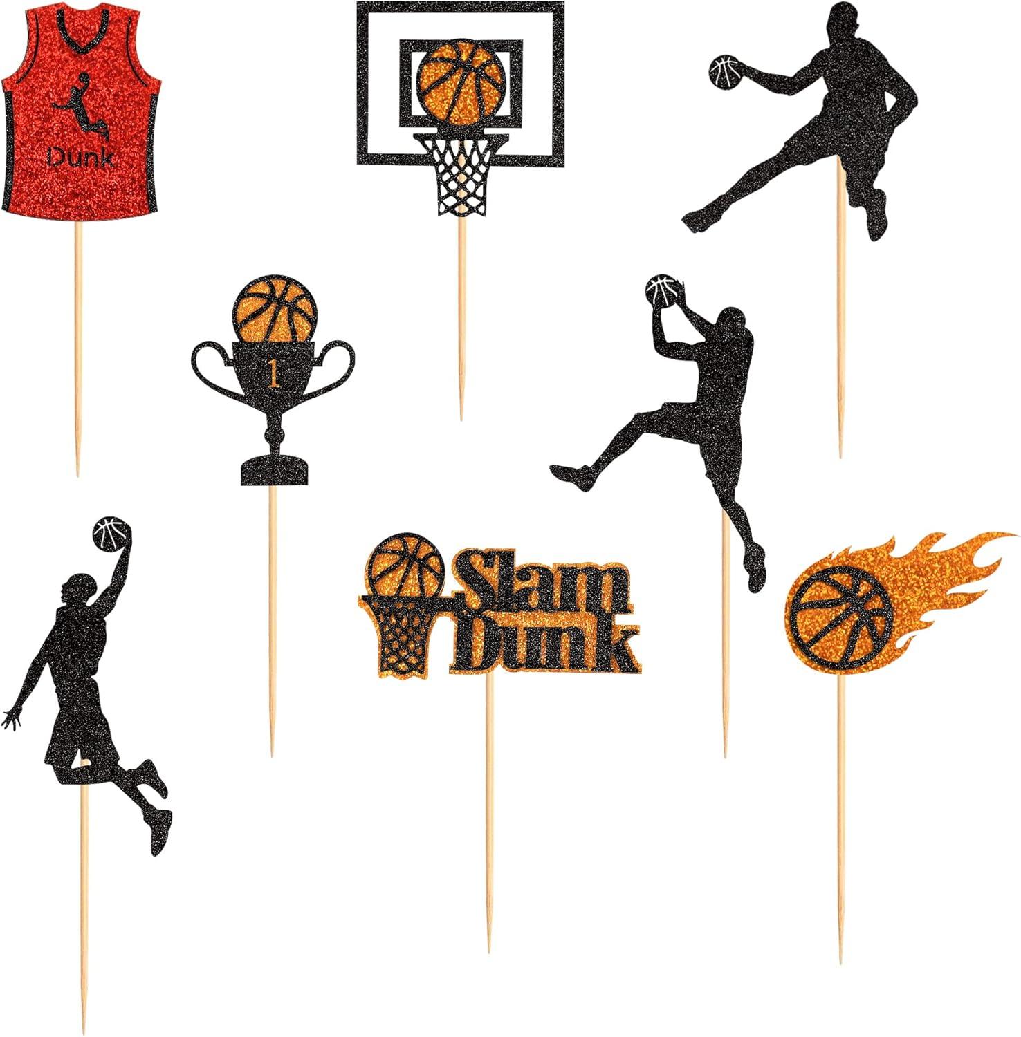 32 Pieces Basketball Cupcake Toppers - Sports Ball Party Decorations ...