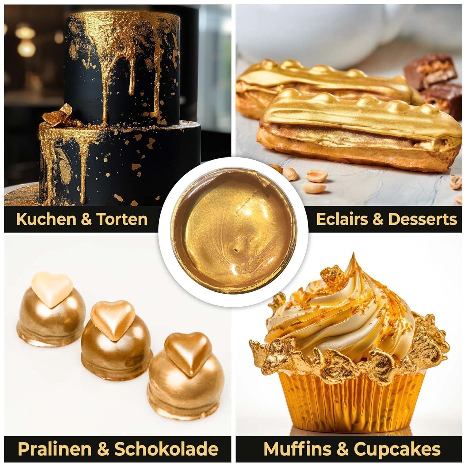 Premium Edible Metallic Gold Food Coloring & Glitter - 25ml Liquid for ...