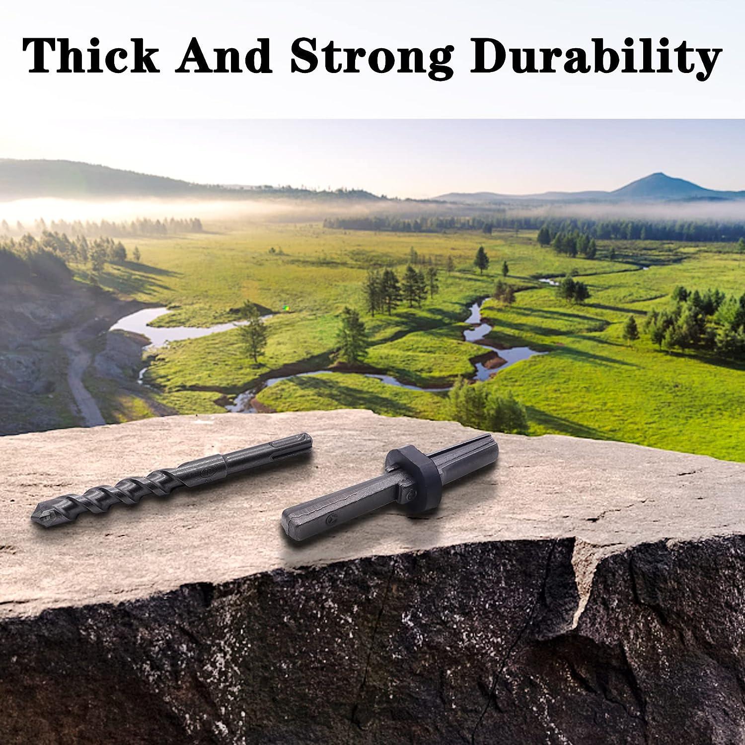 Rock Splitting Wedges Set with Rotary Hammer Drill Bit - Stone Splitter ...