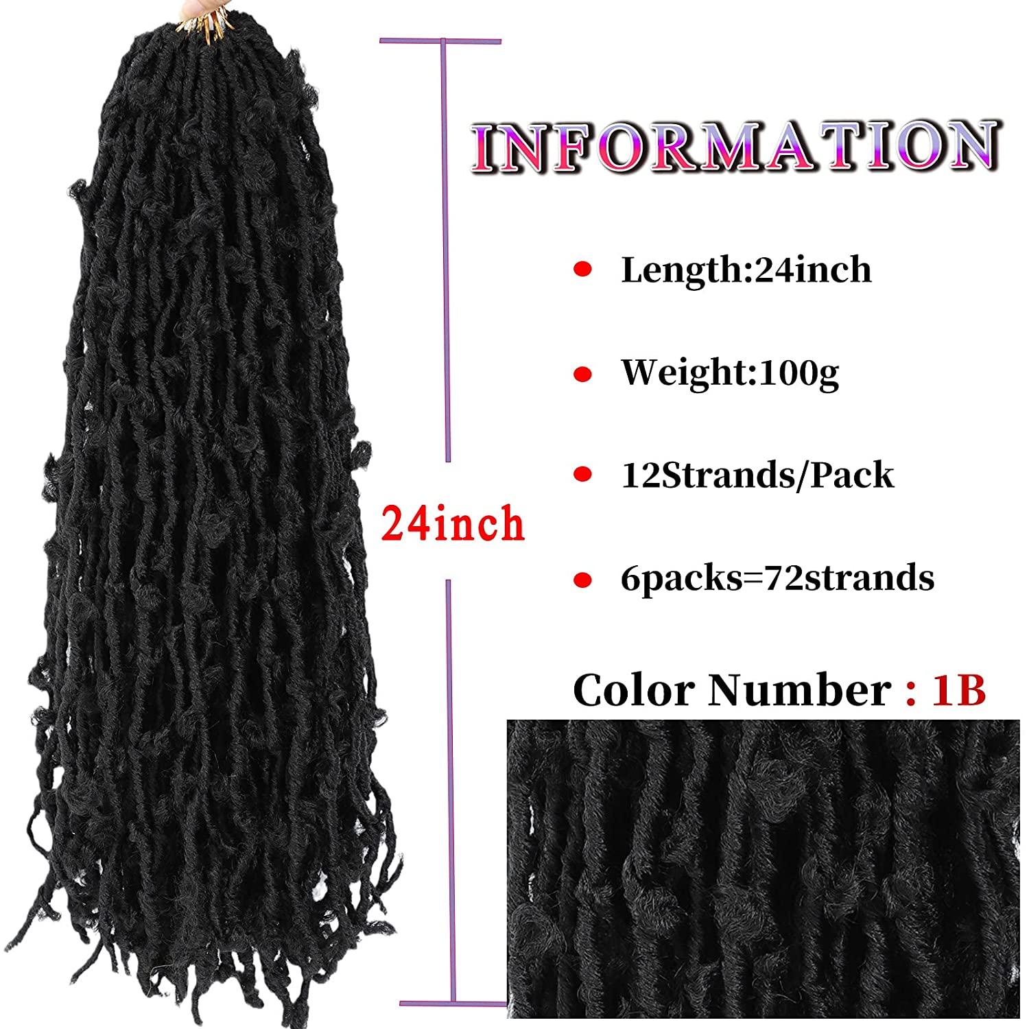 24 Inch Butterfly Locs Crochet Hair 6 Packs Pre-Looped Soft Distressed ...