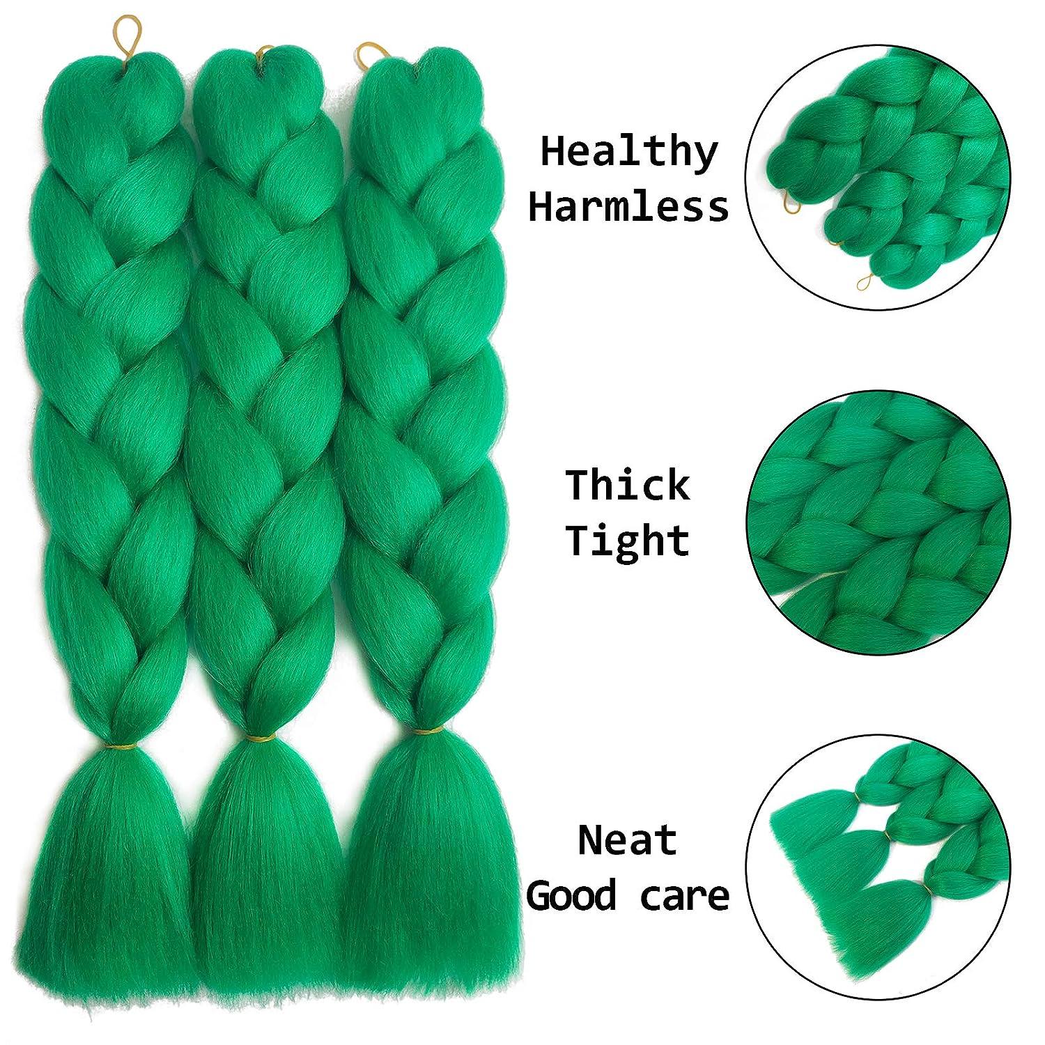 SuCoo Kanekalon Dark Green Braiding Hair Extensions - 24inch 3pcs/lot ...