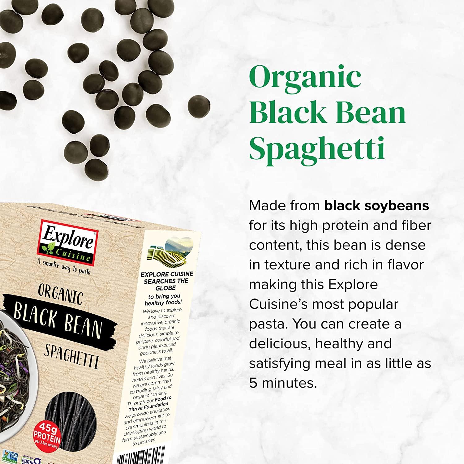 EXPLORE CUISINE Organic Black Bean Spaghetti Pasta, 8 OZ