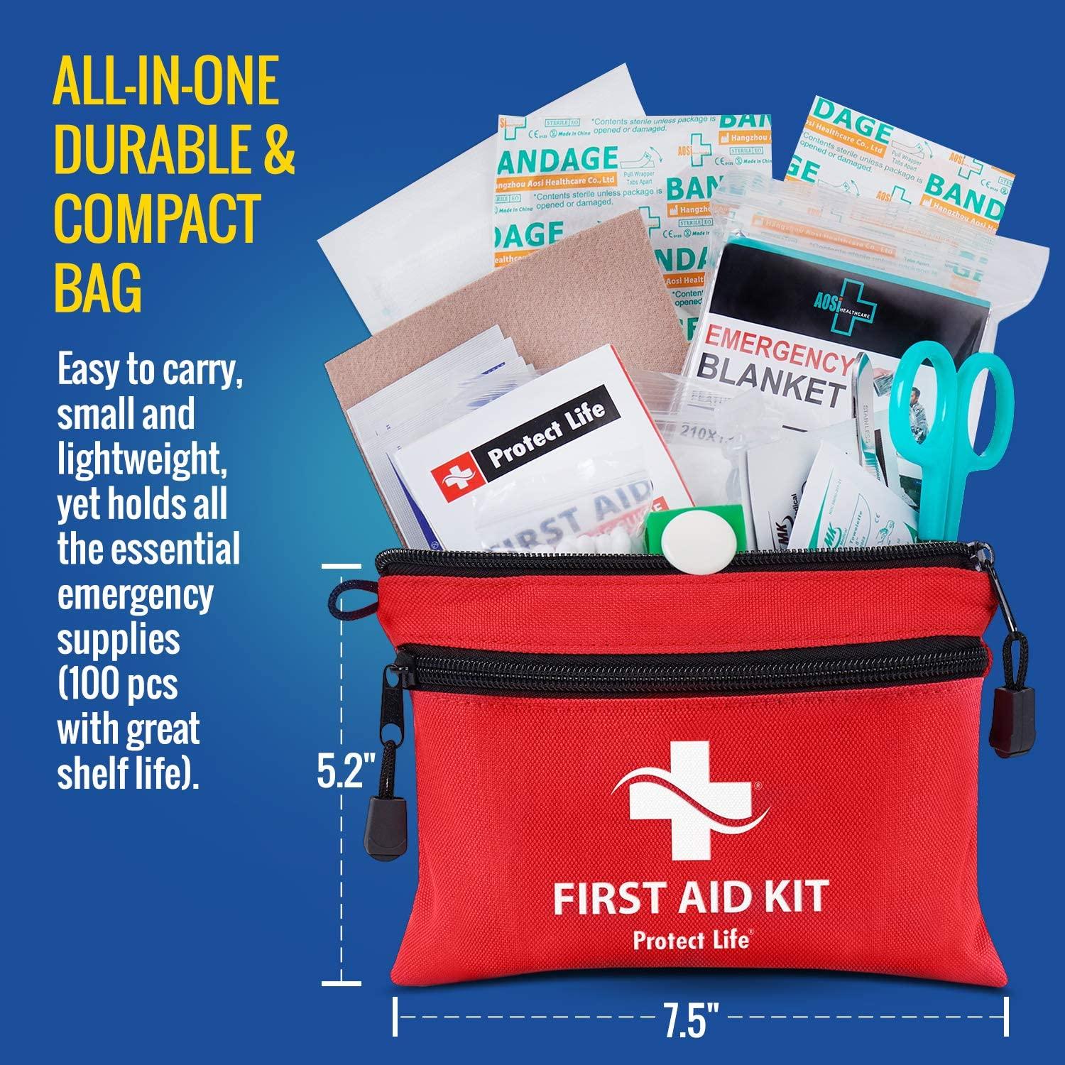 First Aid Kit - 100 Piece - Small First Aid Kit for Camping, Hiking ...