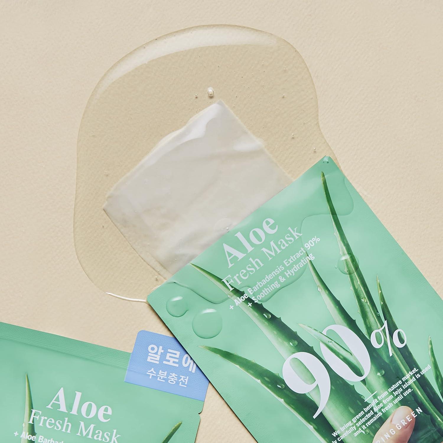 BRING GREEN ALOE 90% Fresh Mask (10 Count) - Daily Skincare Facial Mask ...