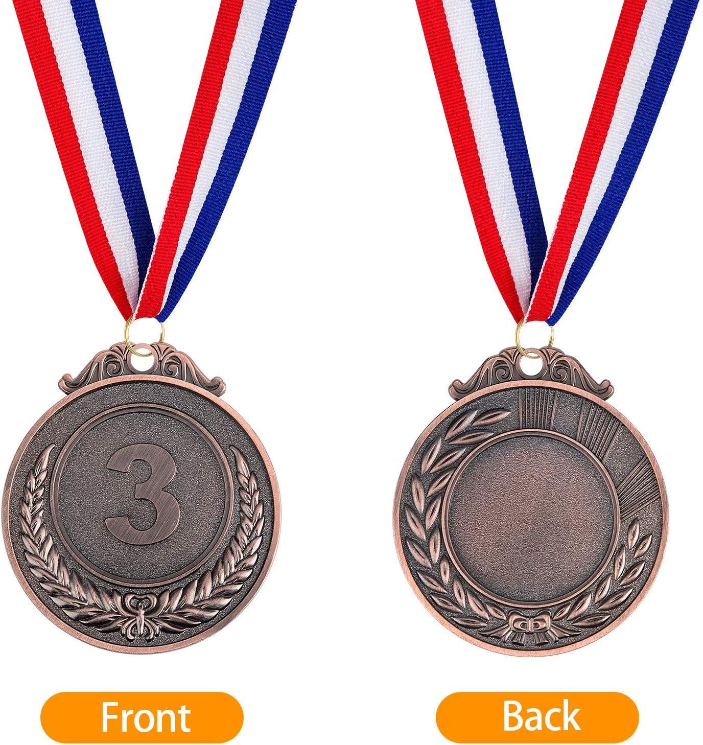 Olympic Style Metal Winner Awards with Neck Ribbon - Gold/Silver/Bronze (12PCS) | Buy Now with ...