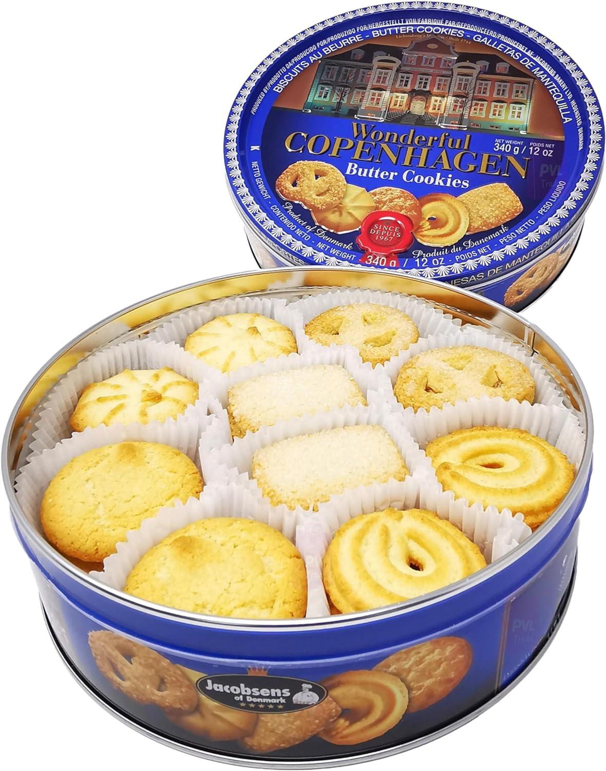Danish Butter Cookies 340g (12 Ounce) in Wonderful Copenhagen Tin with ...