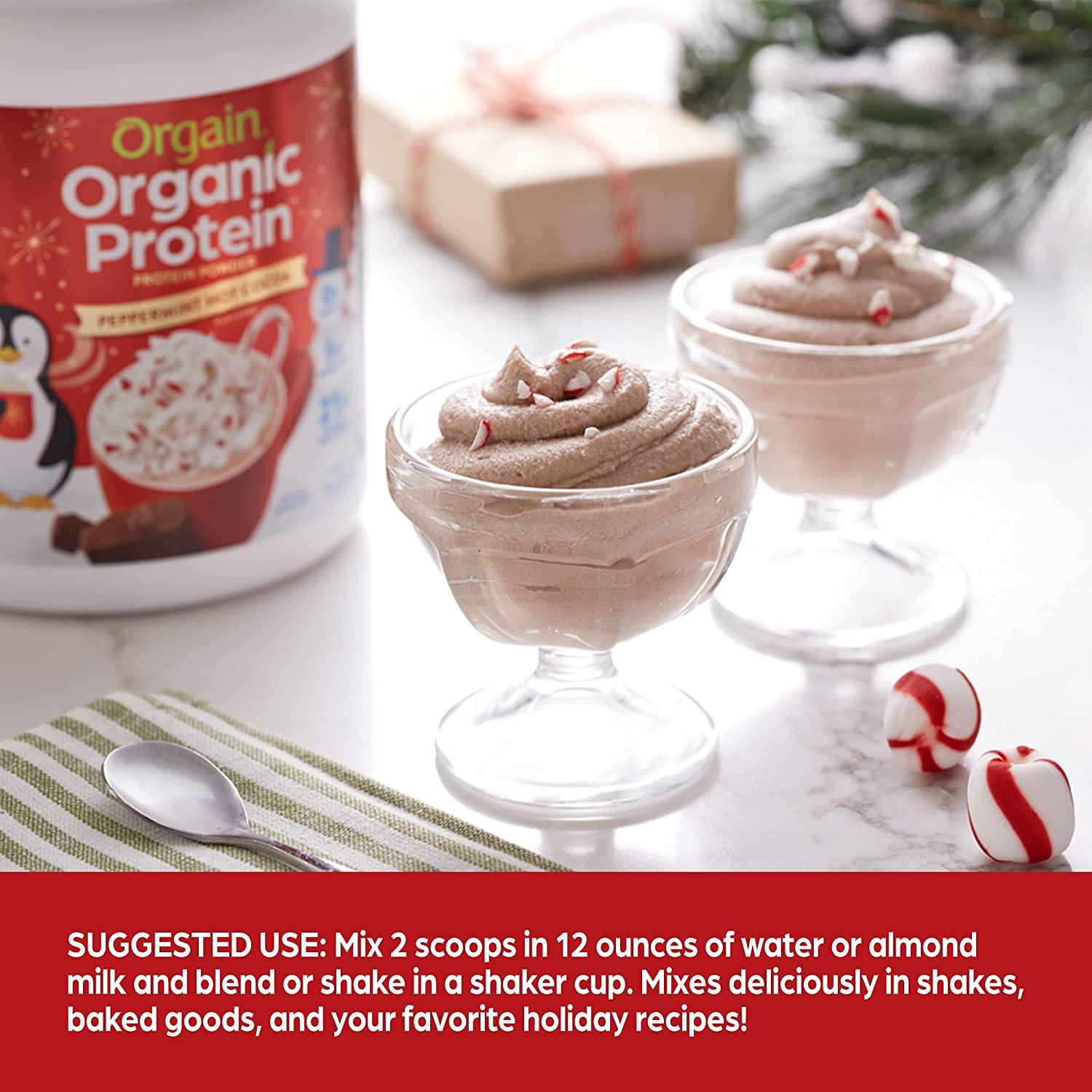 Orgain Organic Vegan Peppermint Hot Cocoa Protein Powder - 21g Plant ...
