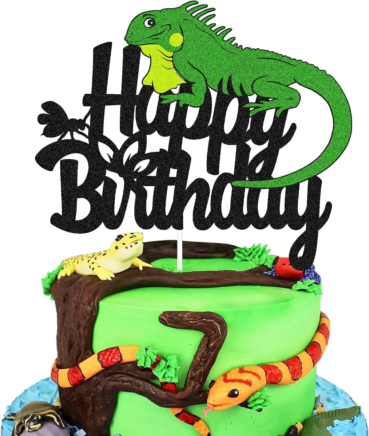 Lizard Cake Topper Lizard Animal Silhouette Happy Birthday Cake ...