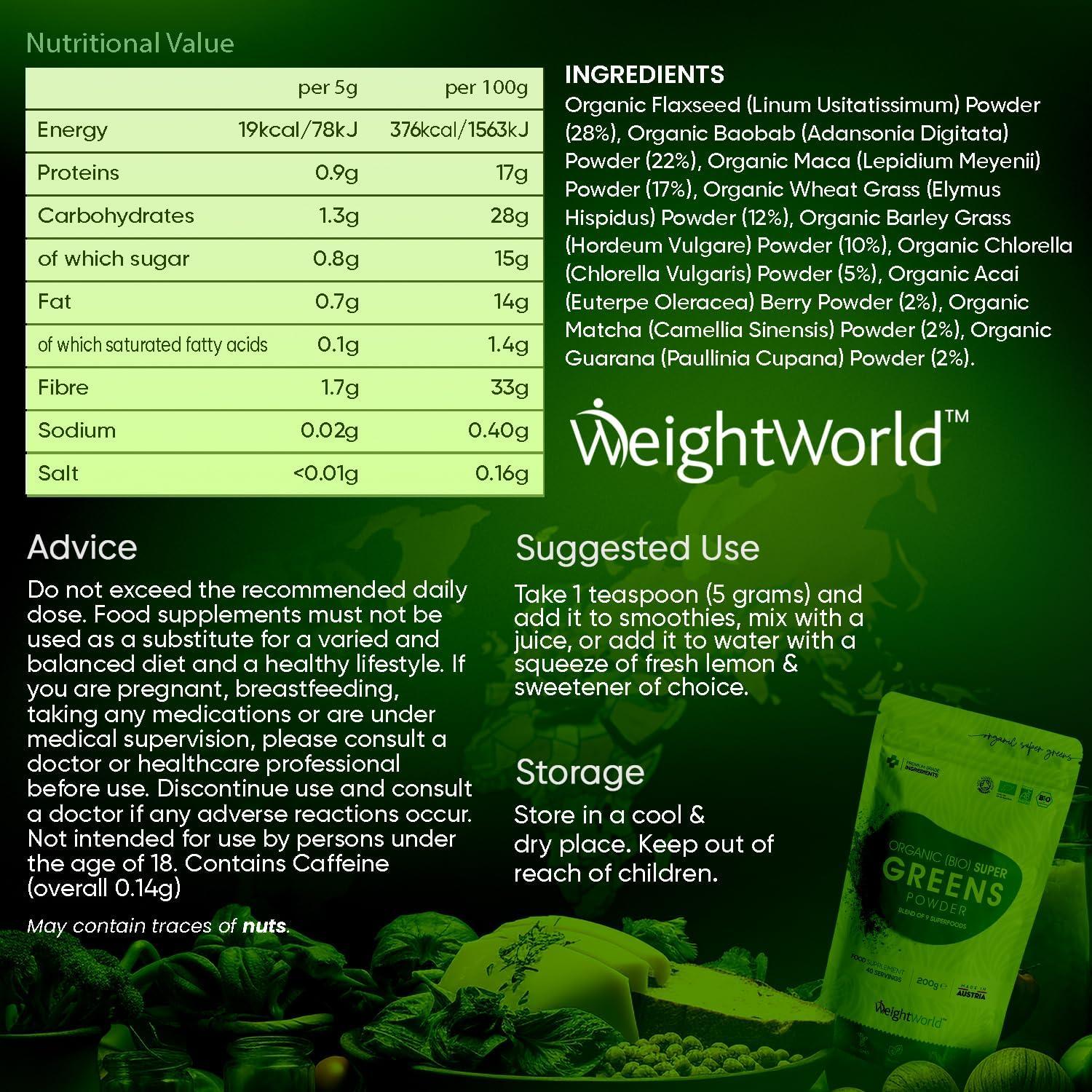 Organic Super Greens Powder 200g - Soil Association Certified ...