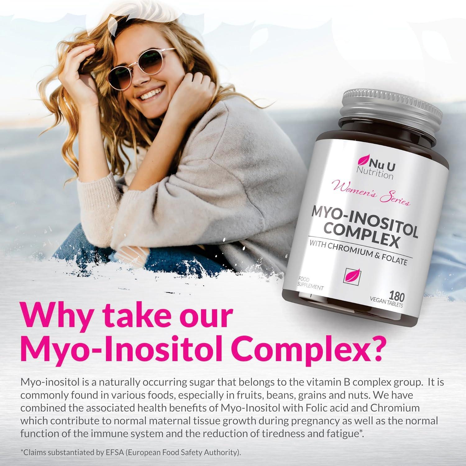 Myo-Inositol Complex 4000mg - 180 Vegan Tablets with Folate & Chromium ...