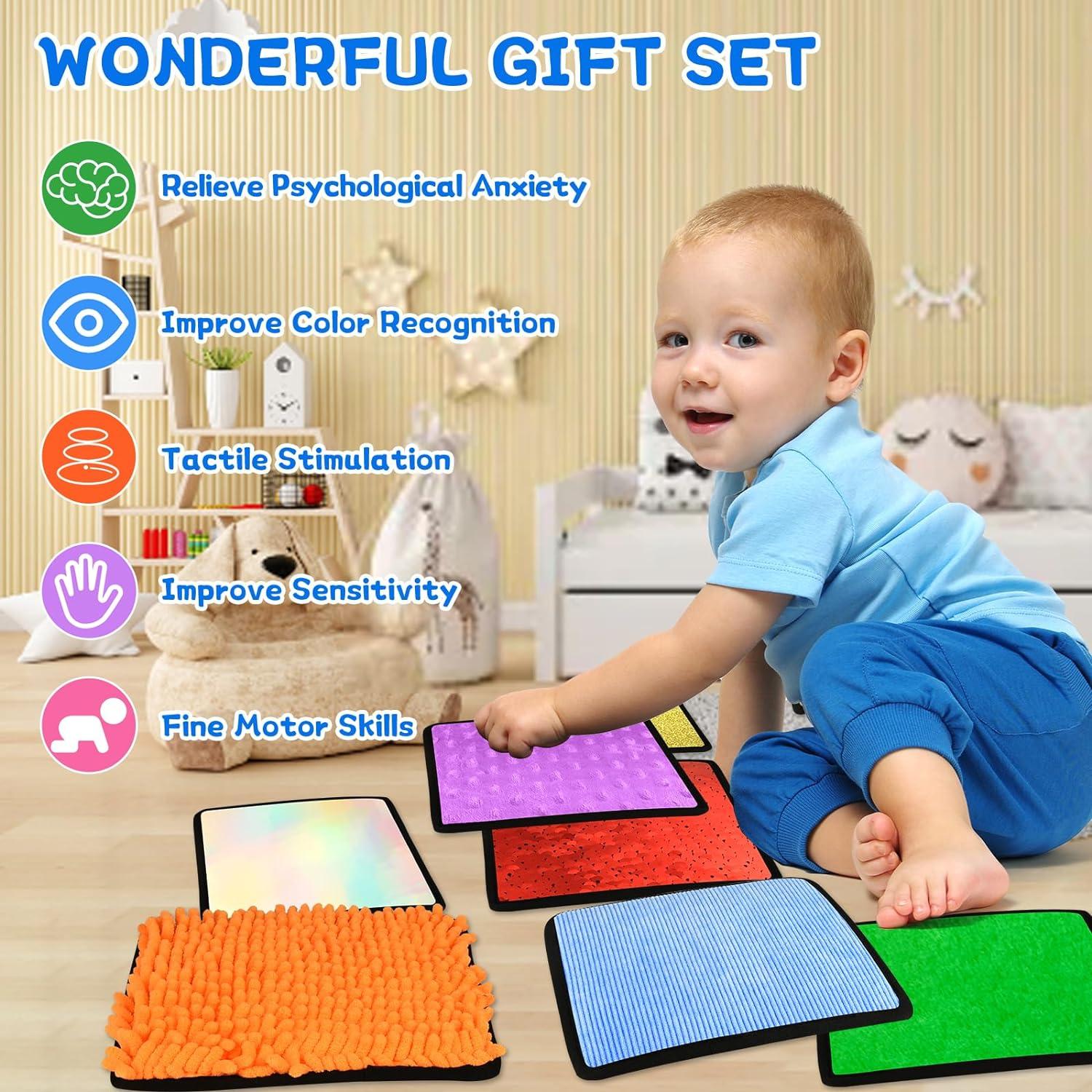 Bouiexye 10 Sets Sensory Mats for Autistic Children Textured Sensory ...