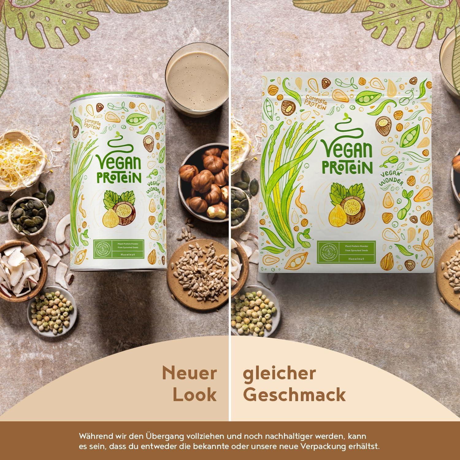 Premium Vegan Protein Powder 600g - 21g Protein per Serving - Hazelnut ...