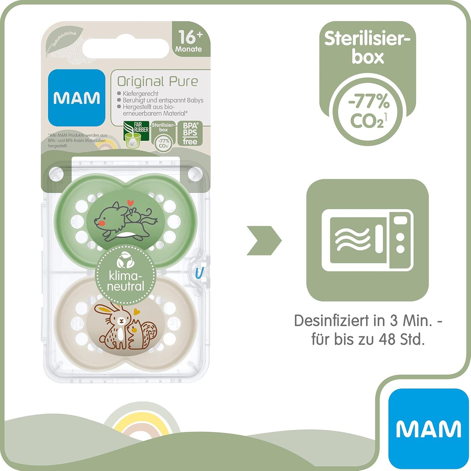 MAM Pacifier LATEX Original 16+ Mo | Set of 6 Boys with 3 Sterilization ...