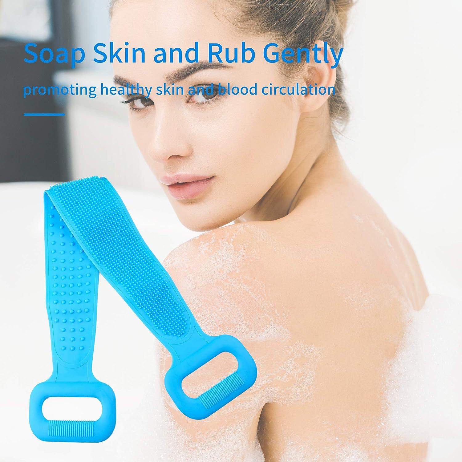 Silicone Bath Body Brush Blue Silicone Body Back Scrubber For