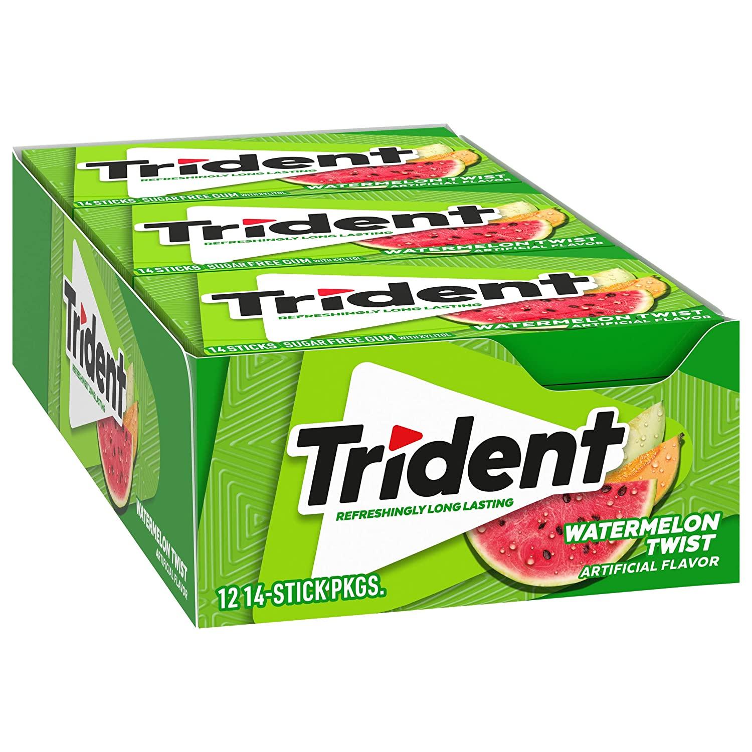 Trident Watermelon Twist Sugar-Free Gum - 12 Packs, 14 Count per Pack ...
