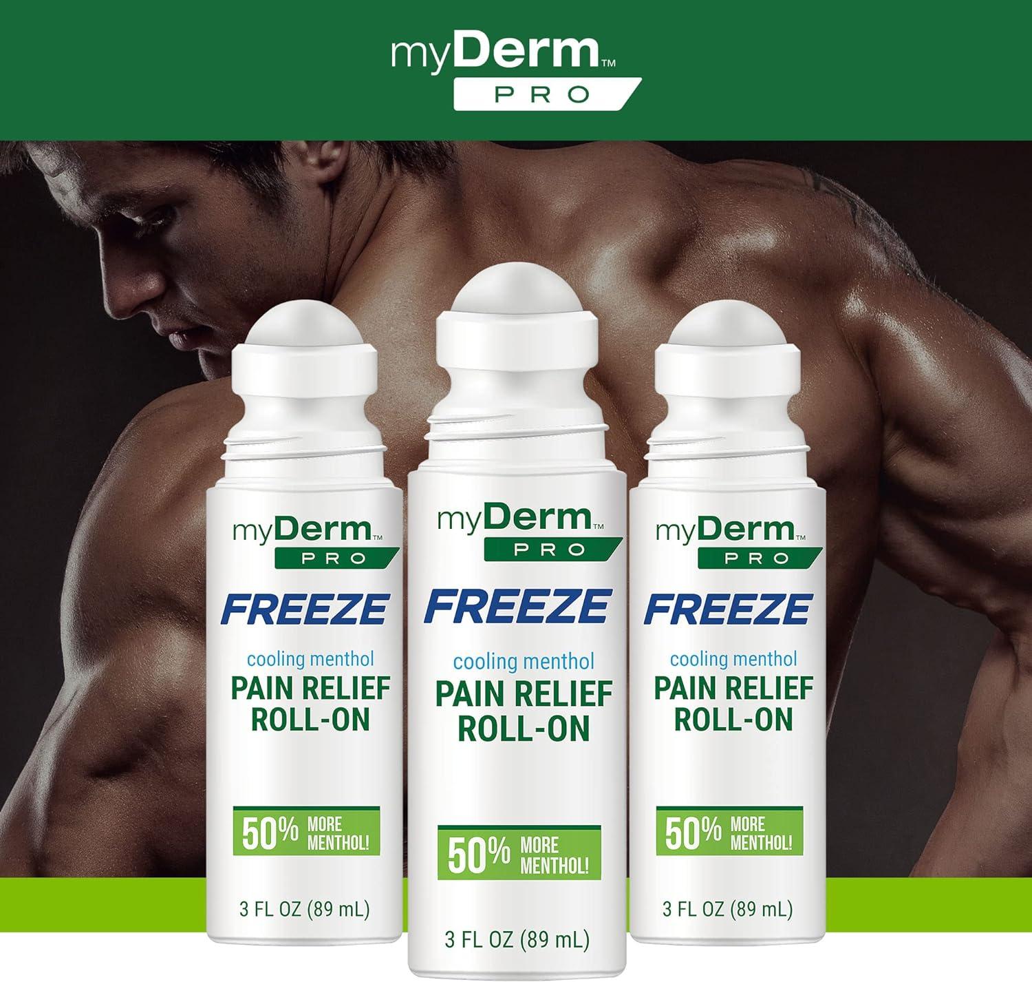 Myderm PRO Freeze Roll-On 3 fl oz - Extra Strength 6% Menthol - Hands ...