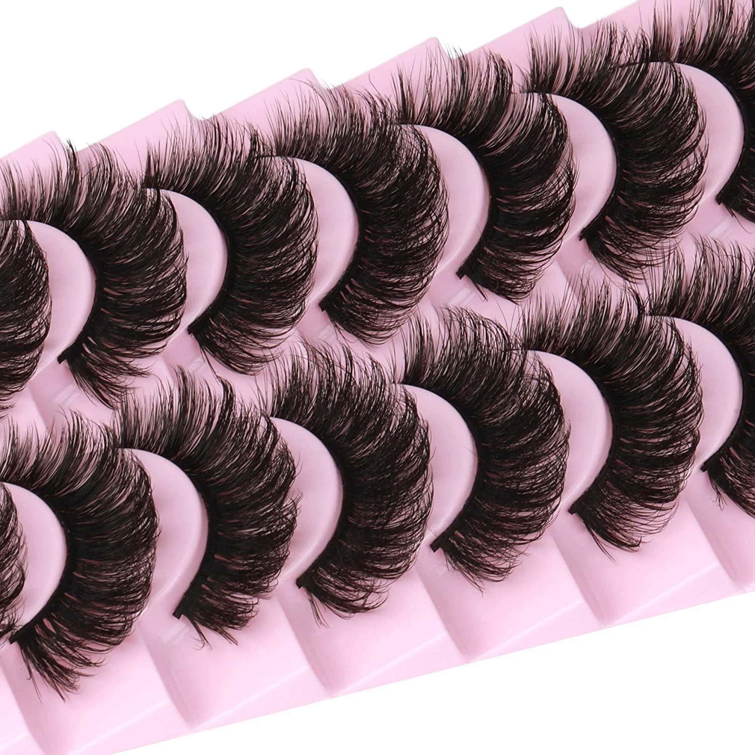 Wiwoseo 3D Faux Mink Eyelashes - 10 Pairs Natural Wispy & Fluffy 17MM ...