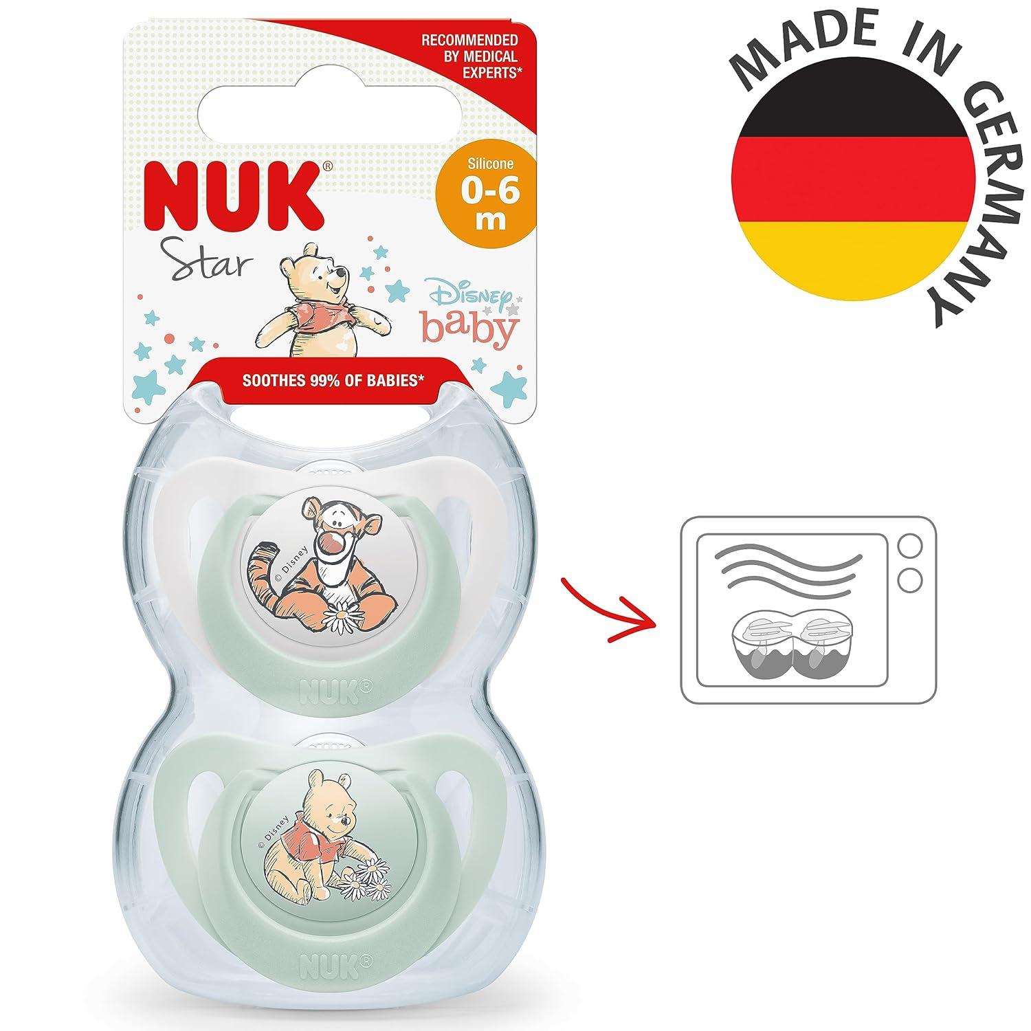 NUK Star Babyschnuller 0-6 Months | BPA-Free Silicone Pacifier | Calms ...