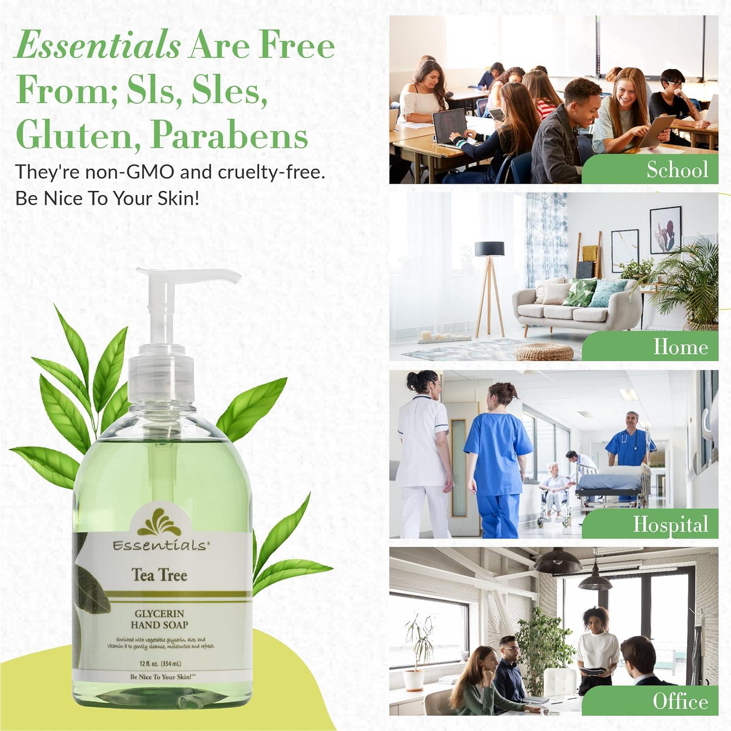 Essentials Tea Tree Glycerin Liquid Hand Soap 3oz - Pack of 3