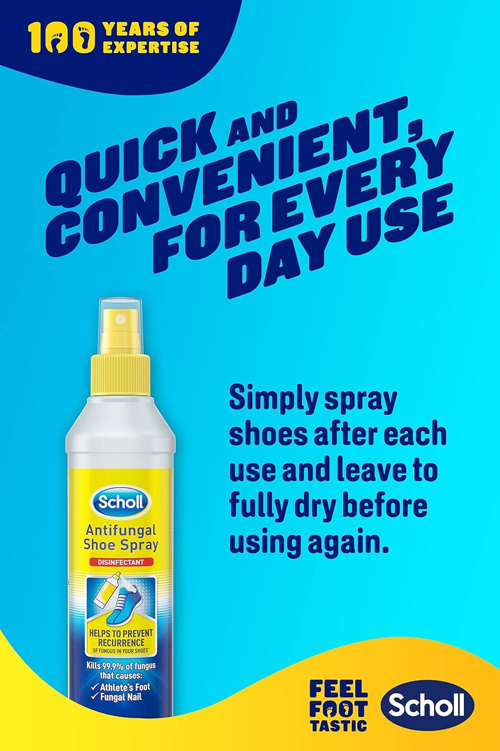 Scholl Shoe Spray Antifungal Disinfectant 250ml - Kills 99.9% of Fungal ...