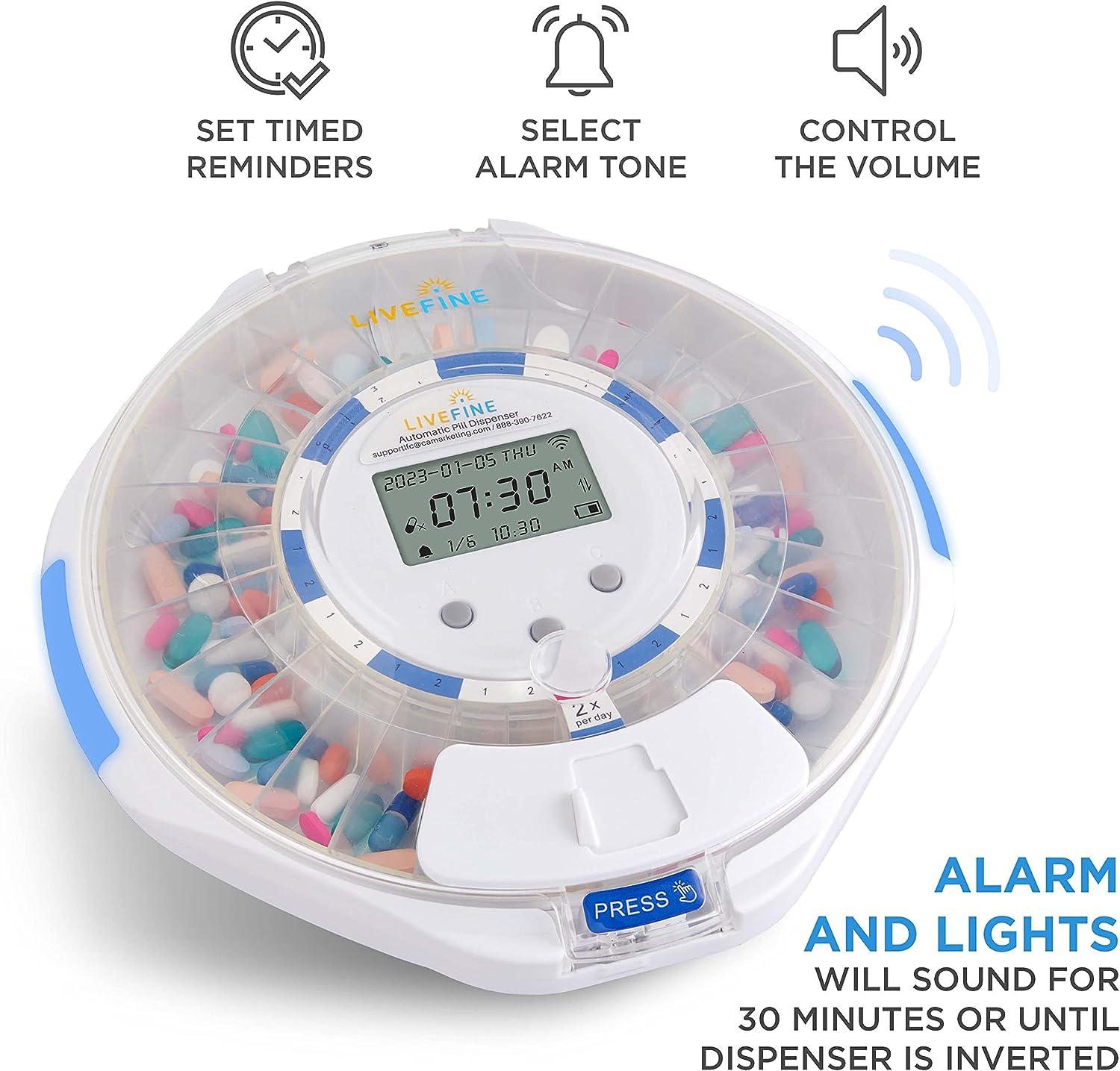 LiveFine Smart WiFi Automatic Pill Dispenser with Clear Lid | 28-Day ...