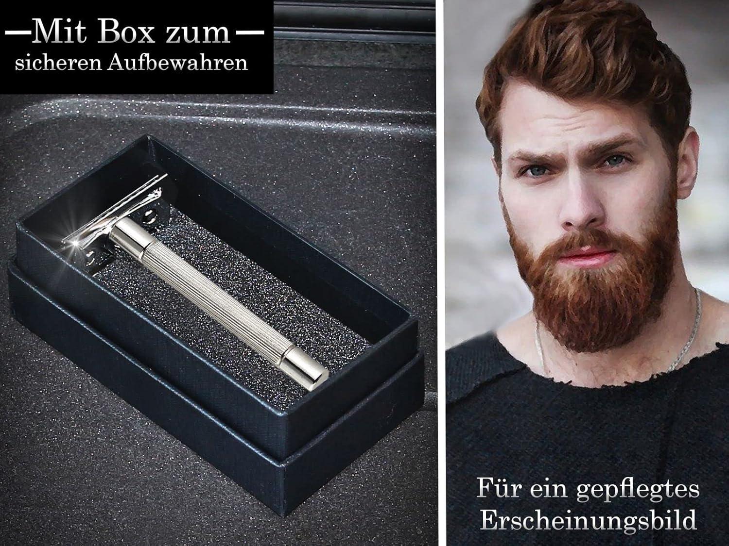 Solingen Razor for Men - German Closed Comb Safety Razor with 10 Blades ...