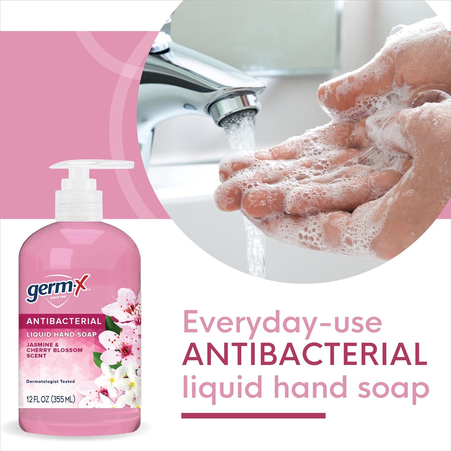 Germ-X Antibacterial Hand Soap 12 oz Pump Bottle, Jasmine & Cherry ...