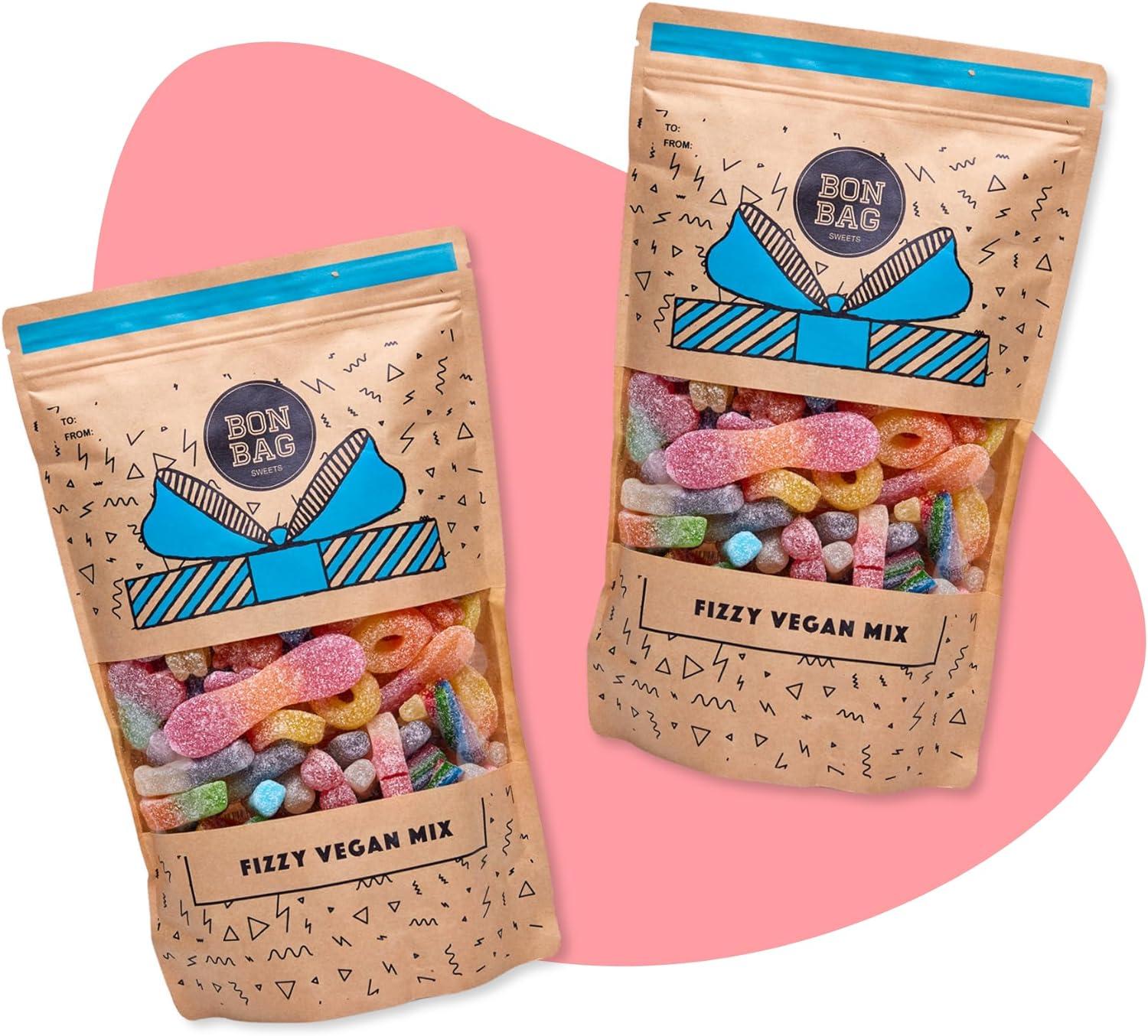 BON BAG - Vegan Fizzy Pick And Mix Sweets 1L Pouch Bags Of Sweets. Sour ...