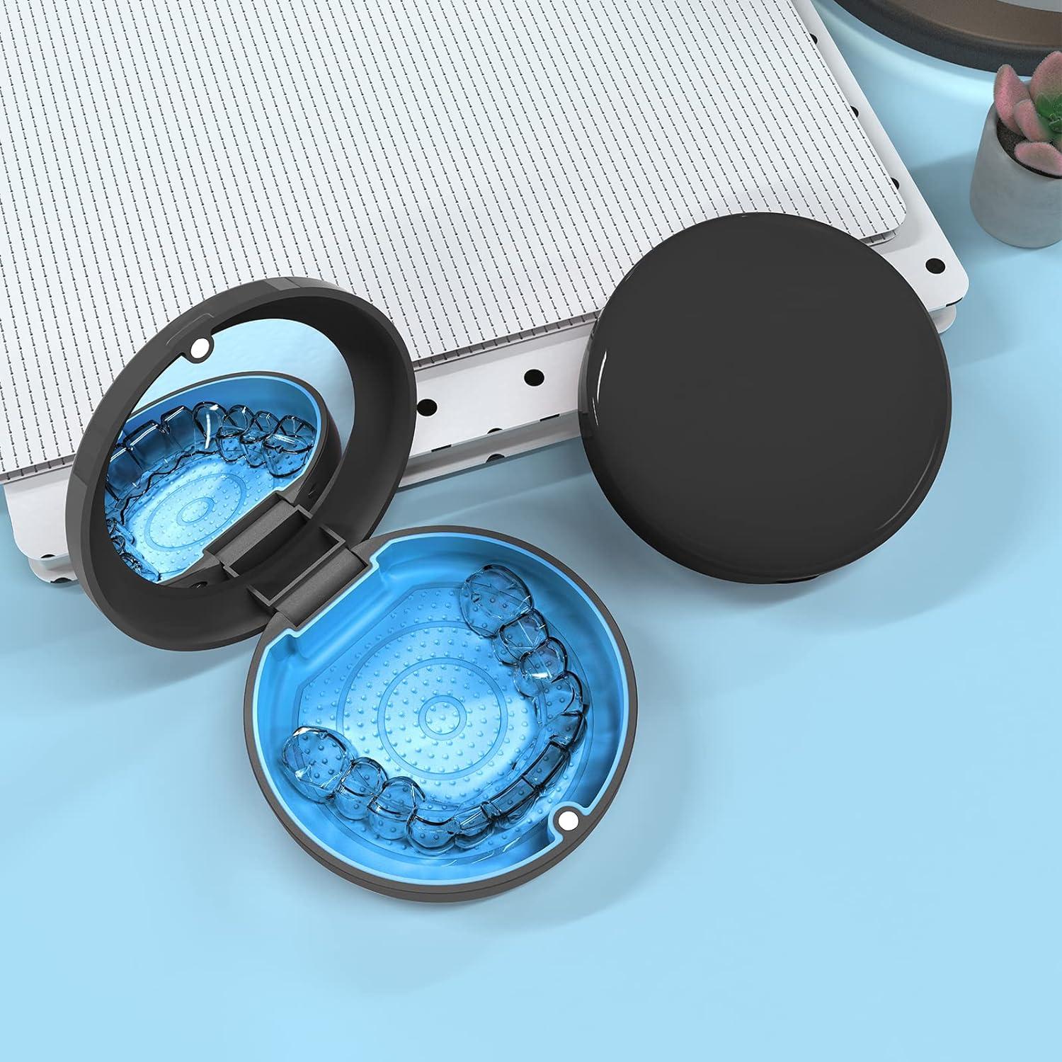 Orthodontic Retainer Case - Black with Mirror | Retainer Storage ...