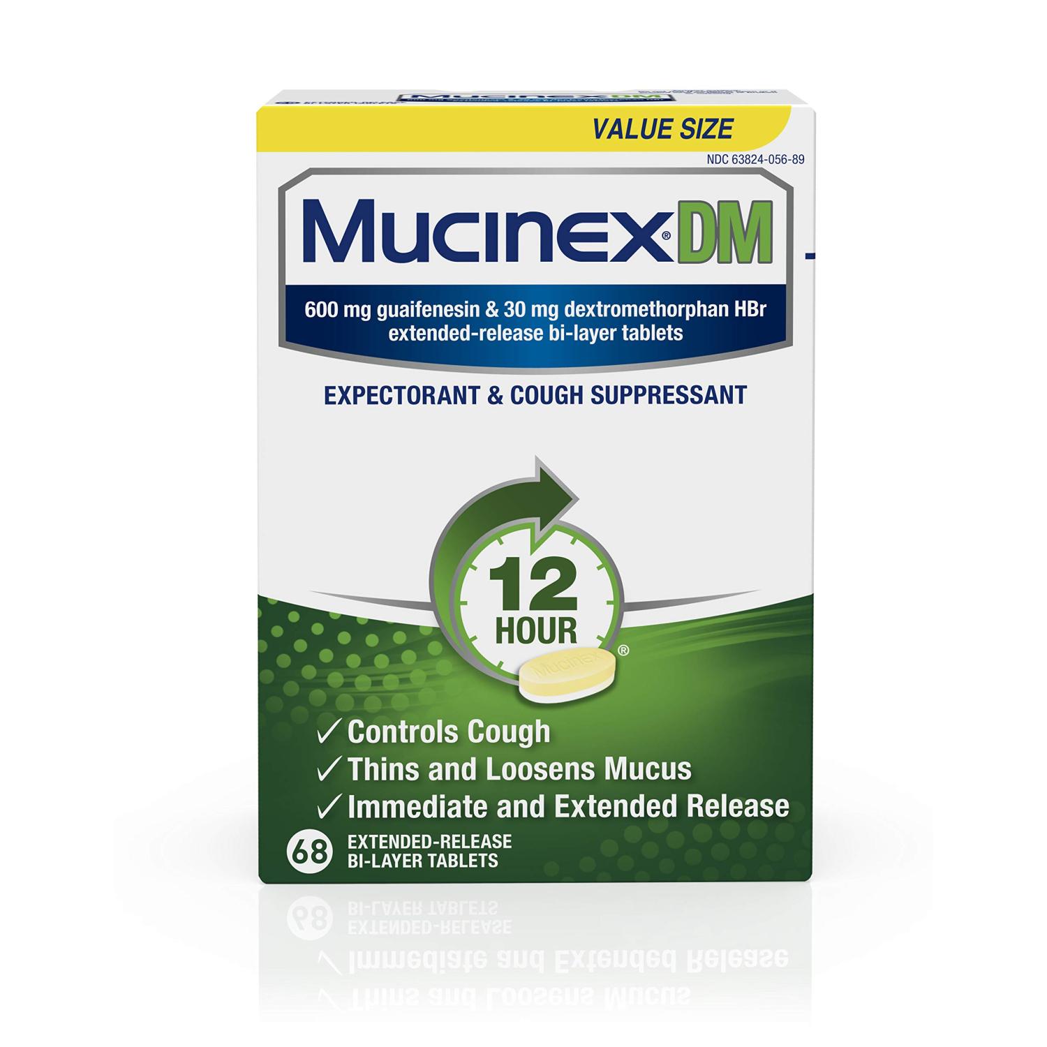 Mucinex DM 12 Hour Cough and Chest Congestion Medicine - 68 Count (Pack ...