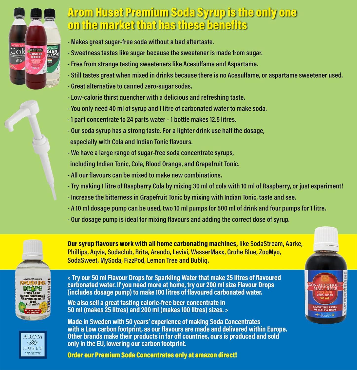 Aromhuset Zero Soda Syrup Concentrate 500ml - Make 12.5 Litres of Sugar ...