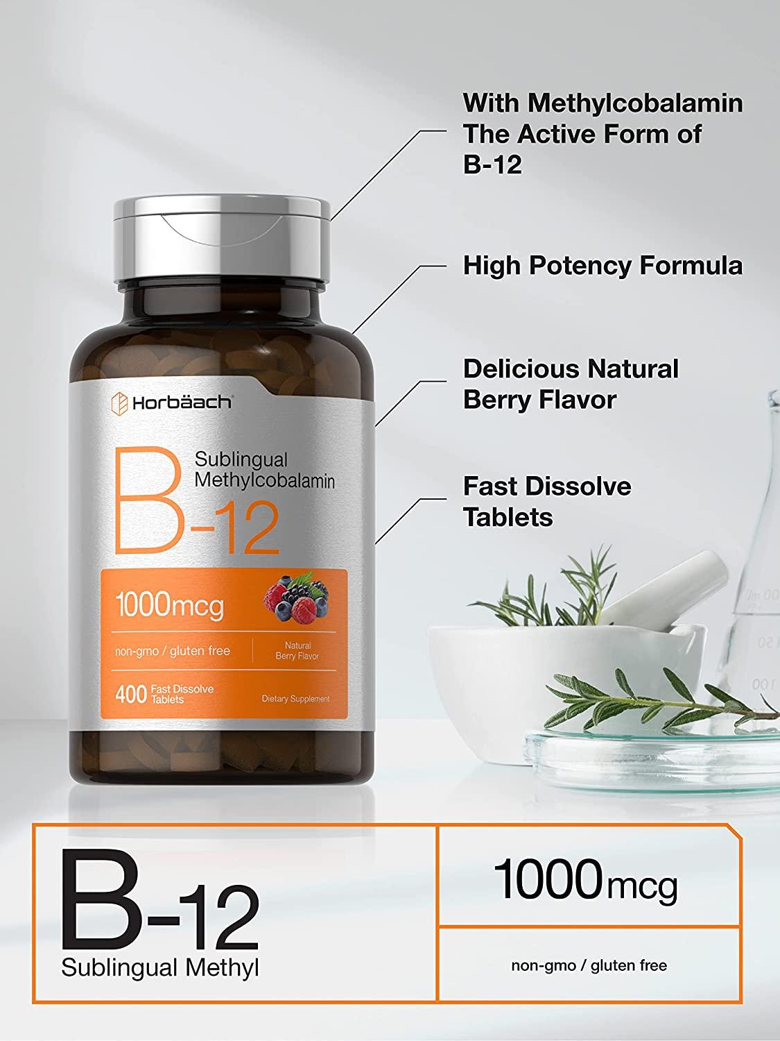 Vitamin B12 Sublingual 1000 mcg | 400 Fast Dissolve Tablets ...