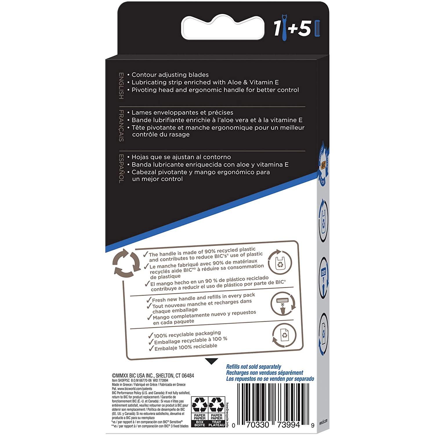 BIC Flex 3 Hybrid Men's 3-Blade Disposable Razor - Smooth & Comfortable ...