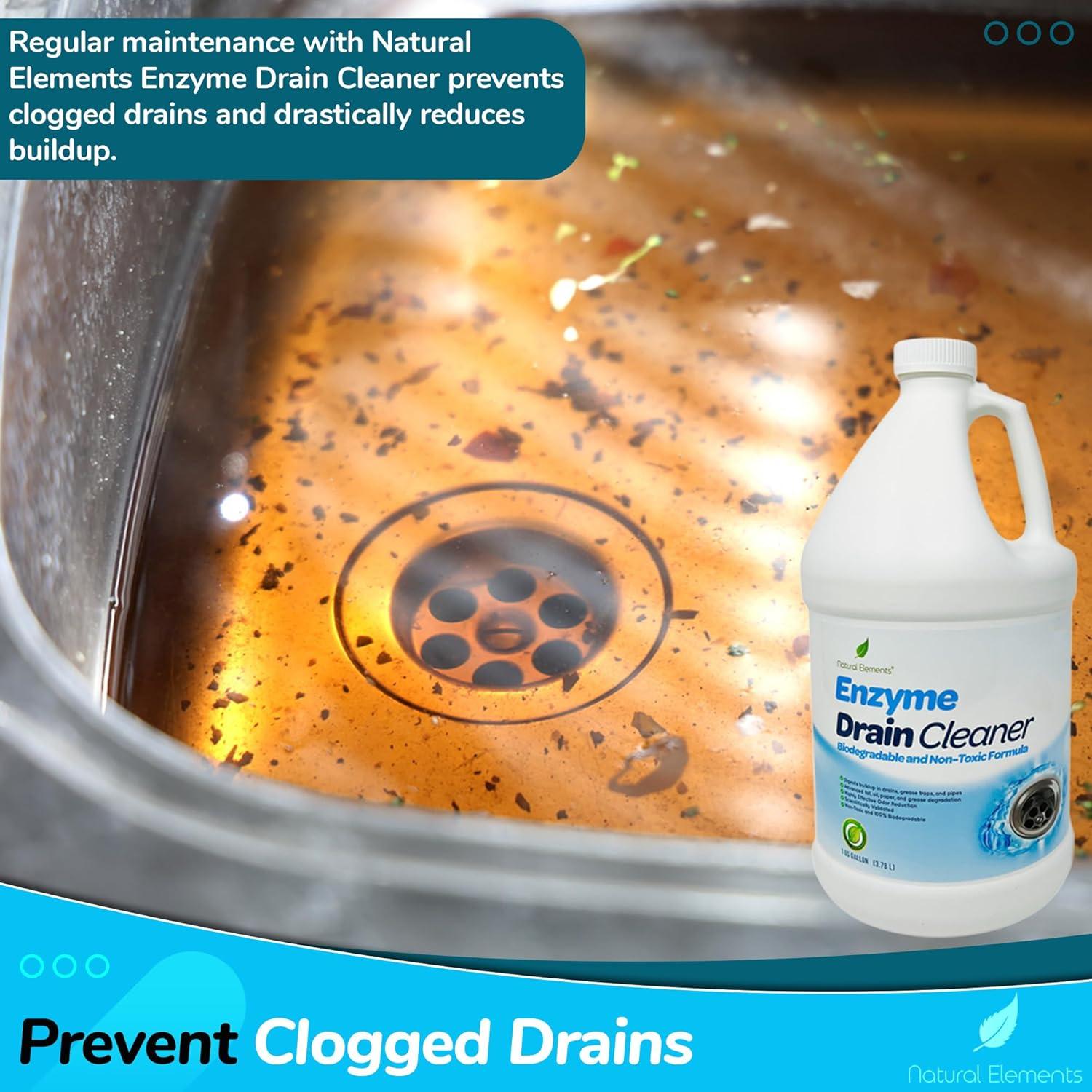 Natural Elements Enzyme Drain Cleaner | 1 Gallon - Digest Grease Fats ...