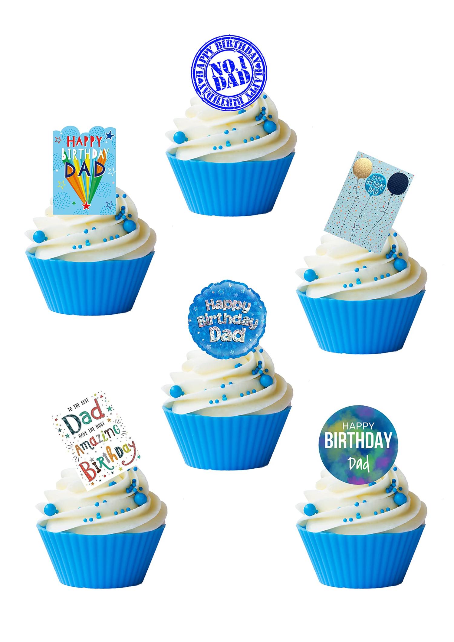 24 Stand Up Happy Birthday Dad Daddy Father Themed Edible Wafer paper ...