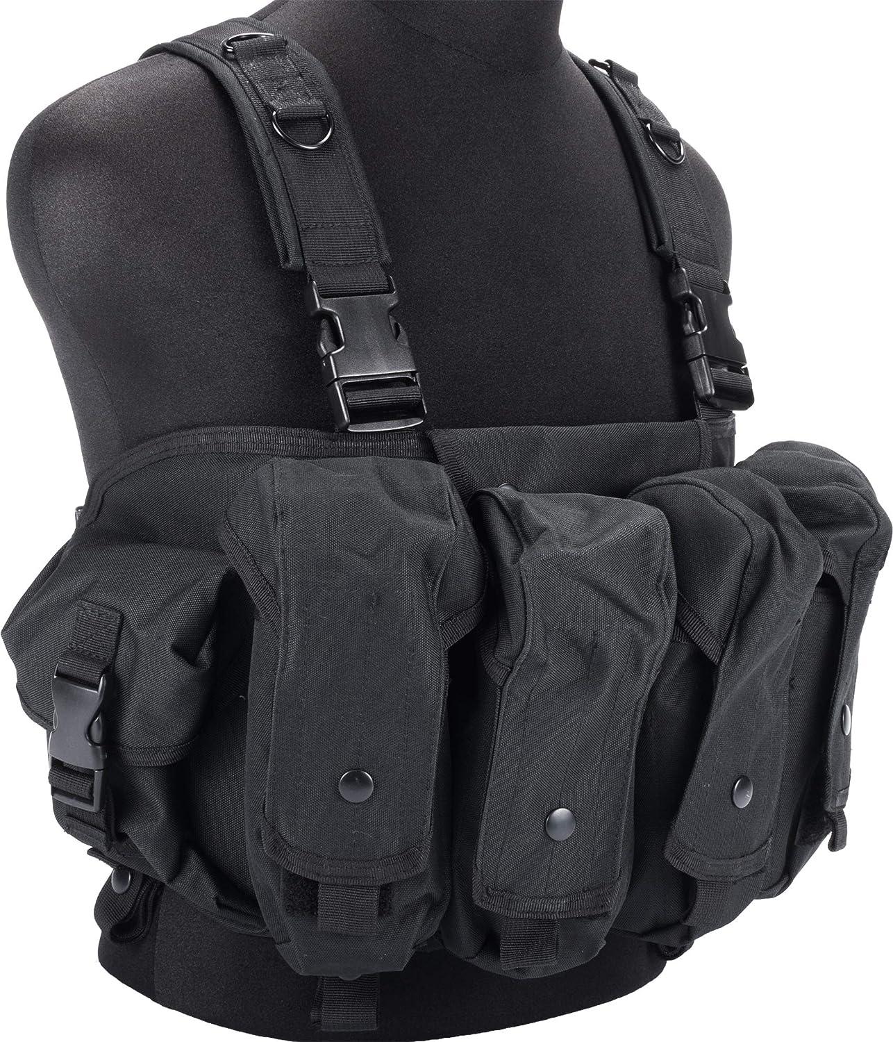 Evike Airsoft Lancer Tactical Chest Rig - Black with Integrated ...