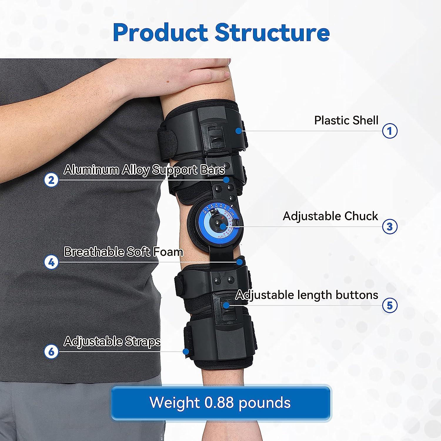 Orthomen Hinged ROM Elbow Brace - Adjustable Post OP Stabilizer Splint ...