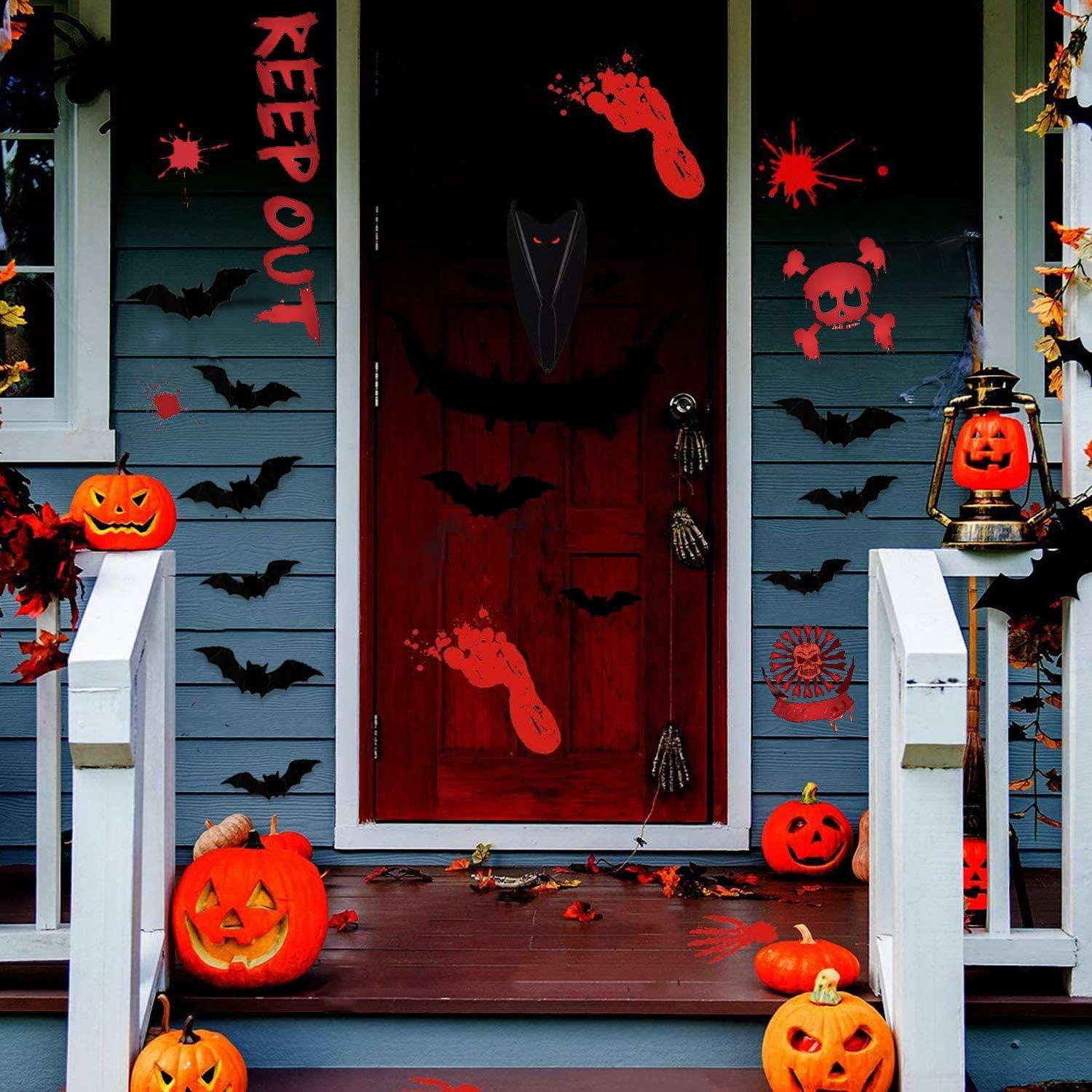 Halloween Stickers Set: Bloody Handprint Footprint Decals, Face Tattoo ...