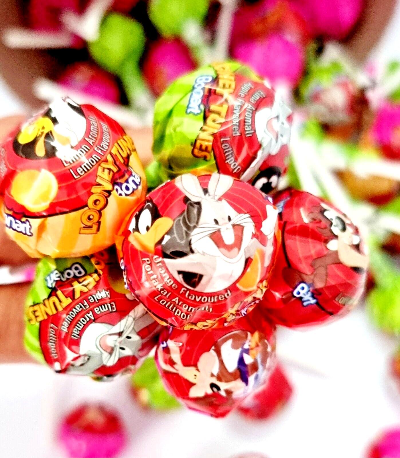 Lollipops Assorted Fruity Flavoured lollies Smurfs & Looney Tunes. Kids ...