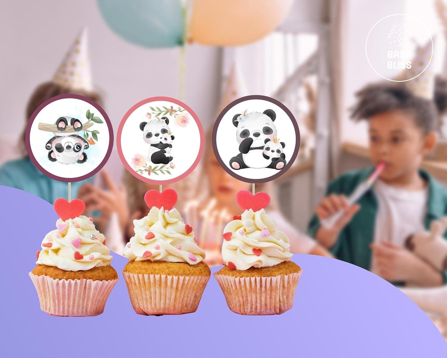 24-Pack Panda Girl Cupcake Toppers Cake Topper Centerpiece - 2.5x2.5in ...