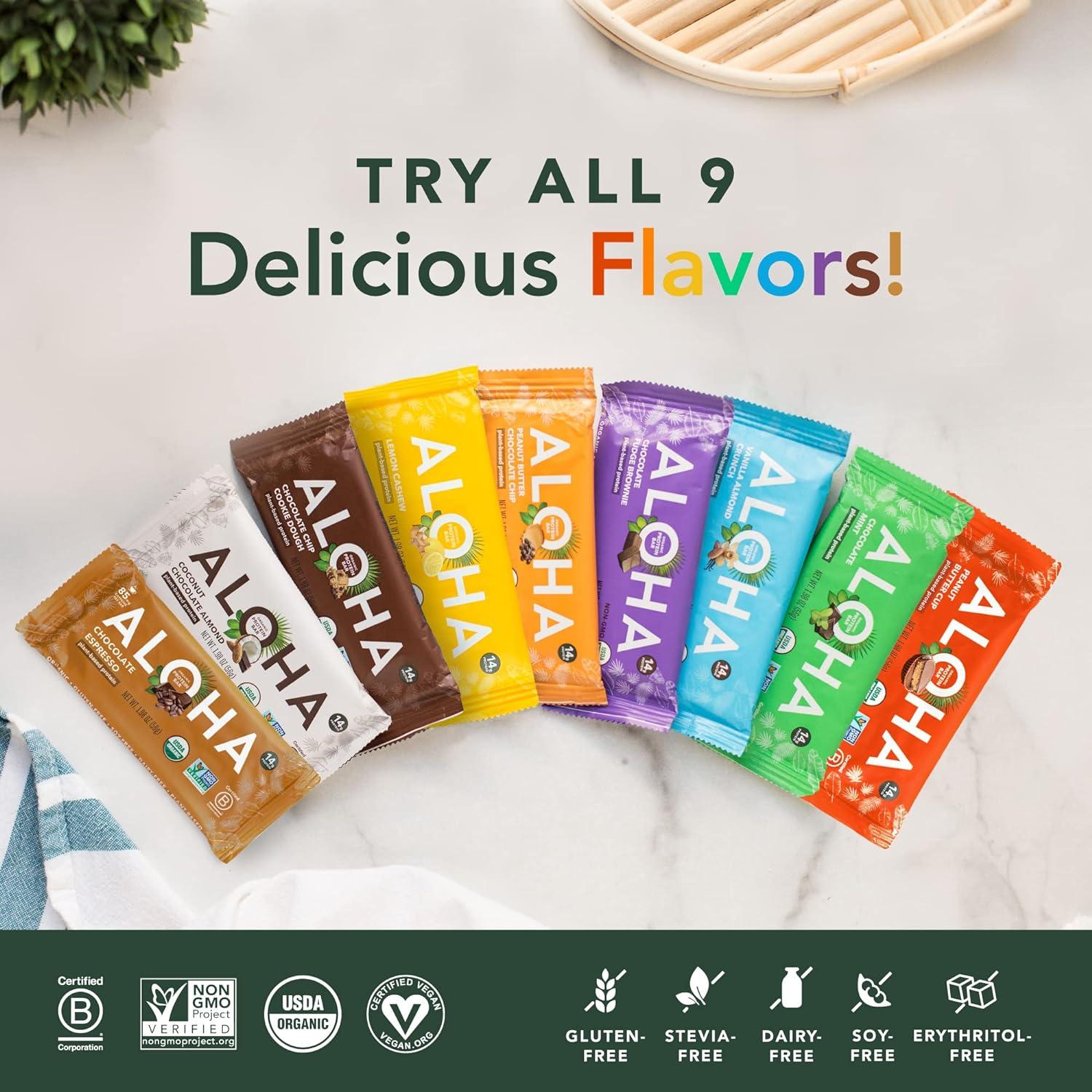 ALOHA Organic Plant Based Protein Bars Chocolate Mint 1.98 Oz (Pack of ...